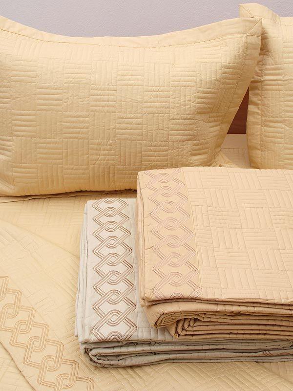 Sunshine Κουβερλι Percale κεντητό Beige Υπέρδιπλο (220x240) | Lino Home