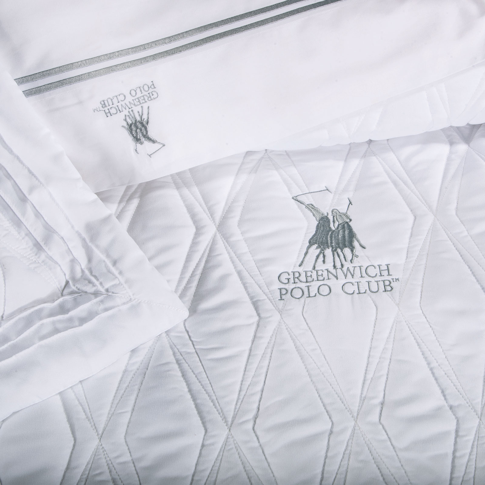 Greenwich Polo Club Κουβερλι Υπερδιπλο Σετ 2158 Λευκο Λευκο - LinoHome