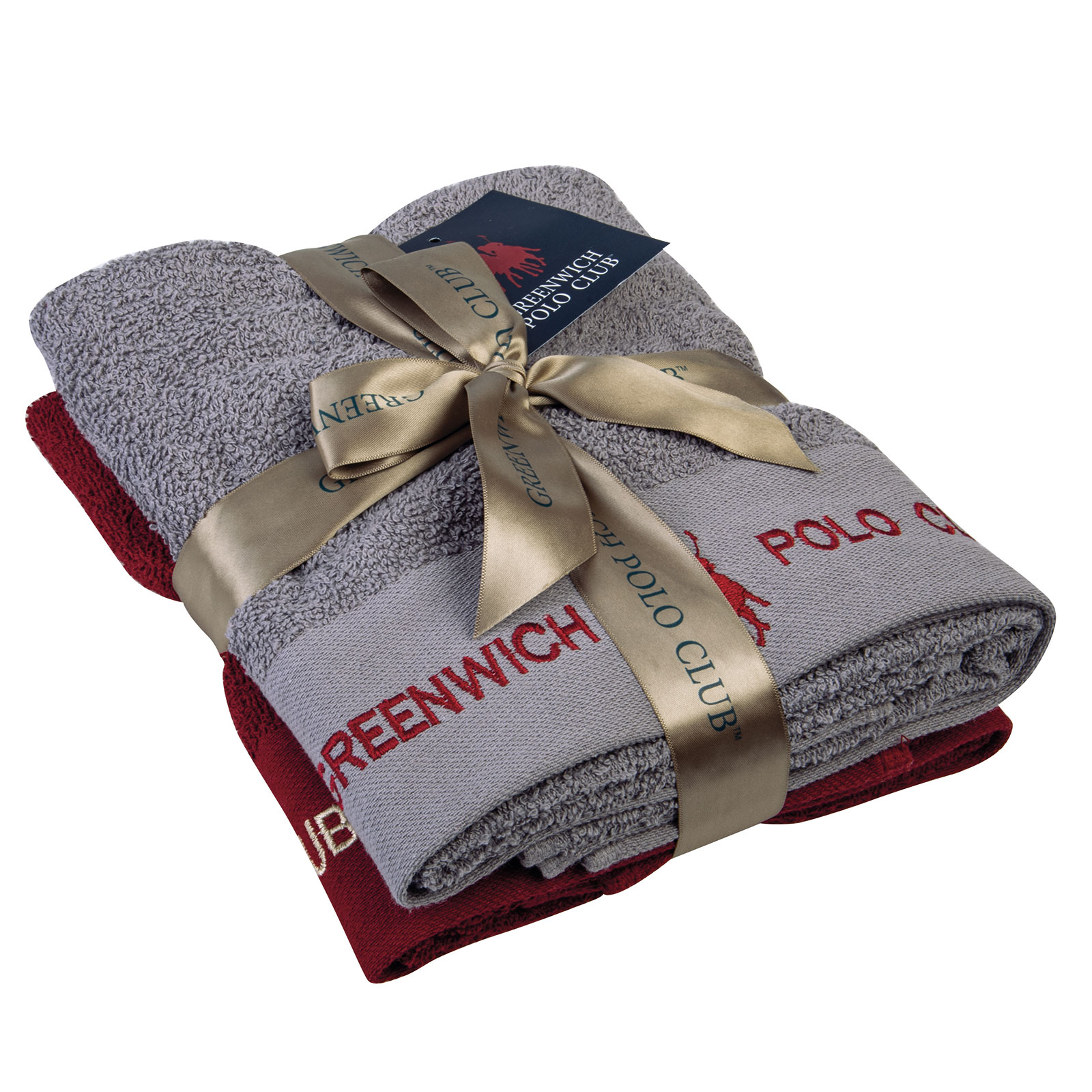 Greenwich Polo Club Σετ Πετσετεσ 2 Τεμαχιων 2662 Γκρι - Μπορντω - LinoHome